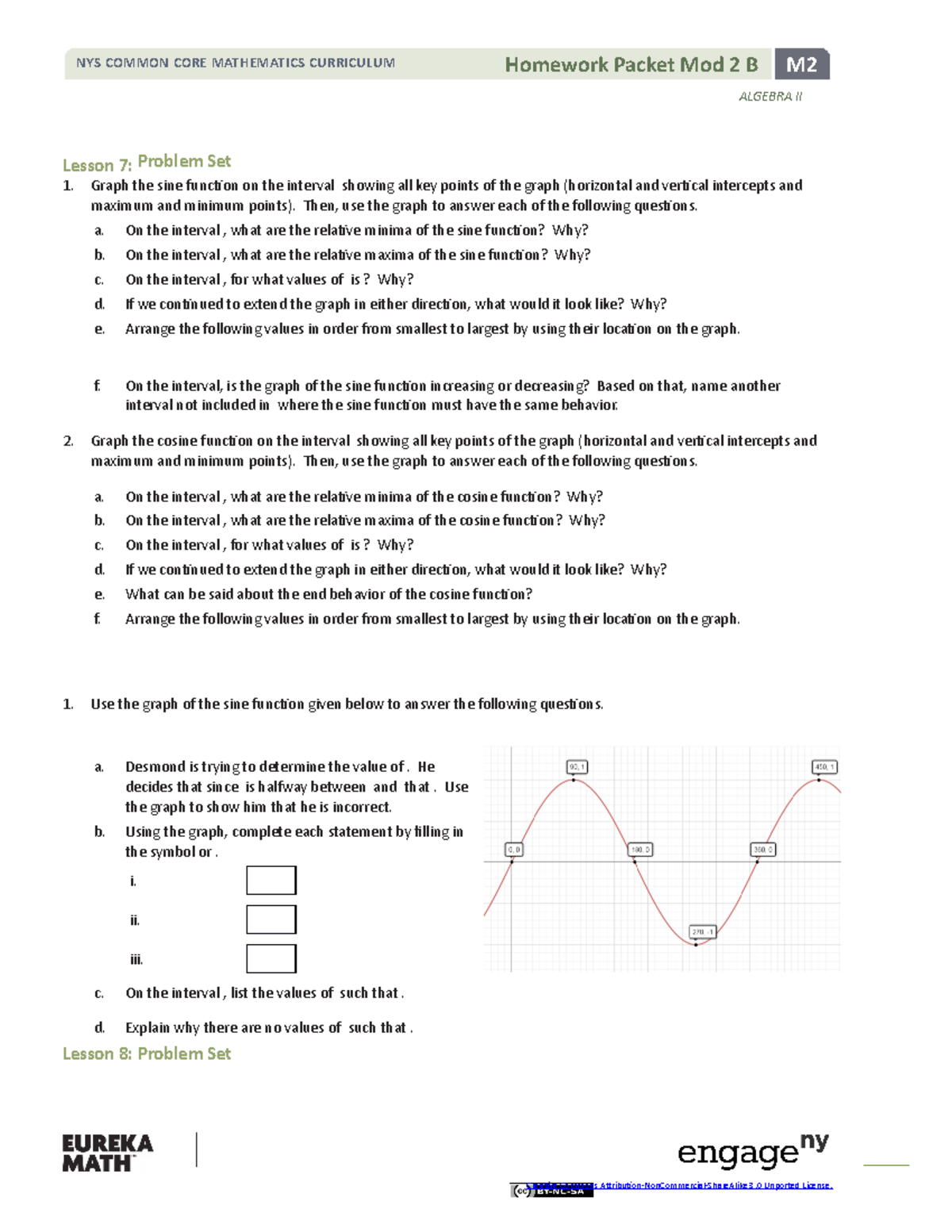 Unit Circle Algebra II - Lesson 7: Problem Set Graph the sine function ...