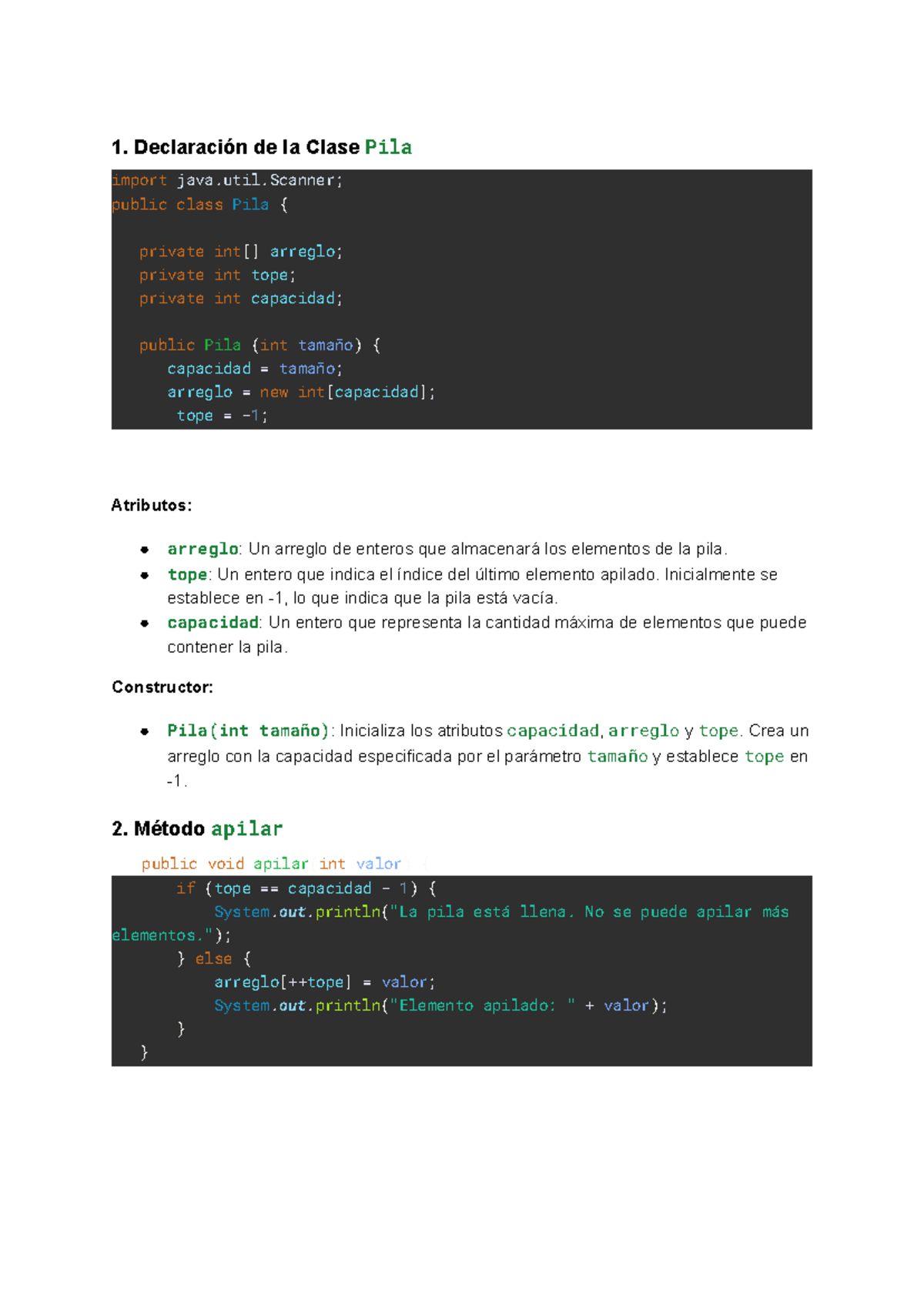 Consigna a tp2 - 1. Declaración de la Clase Pila import java.util; public class Pila { private ...