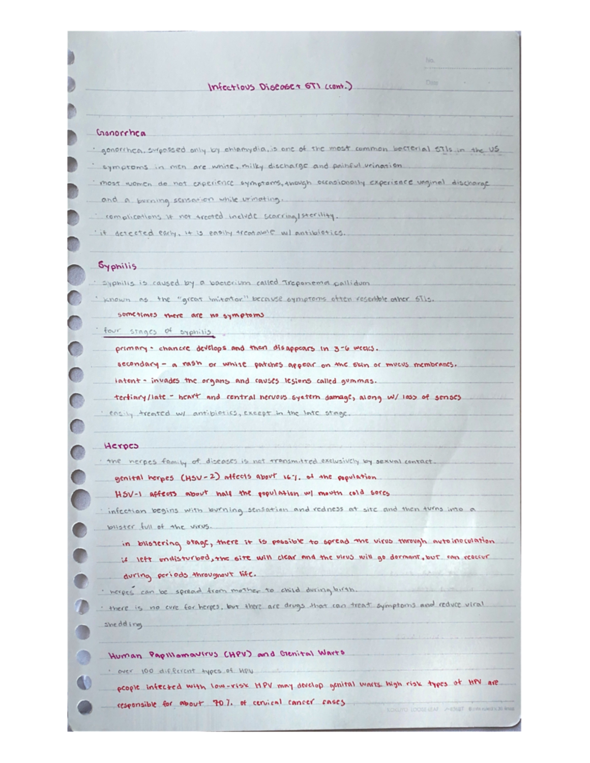 Chapter 7 - Infectious Disease + STI pg.5 - known ag. ene Amirata ahi ...