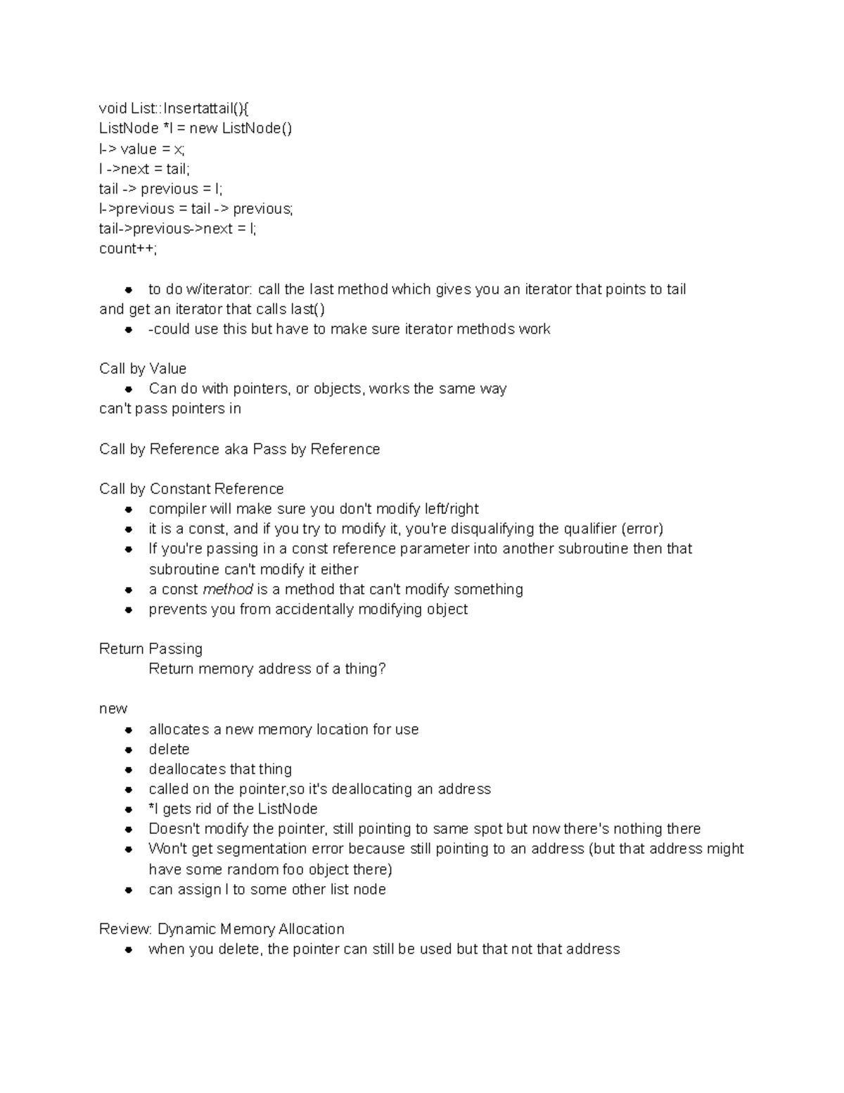 W3D2 - CS 2150 as taught by Aaron Bloomfield - void List::Insertattail(){ ListNode *l = new ...