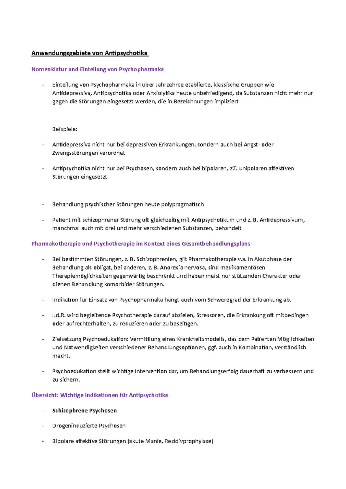 Antipsychotika - Prof. Dr. Ralf Schlößer - Anwendungsgebiete von ...