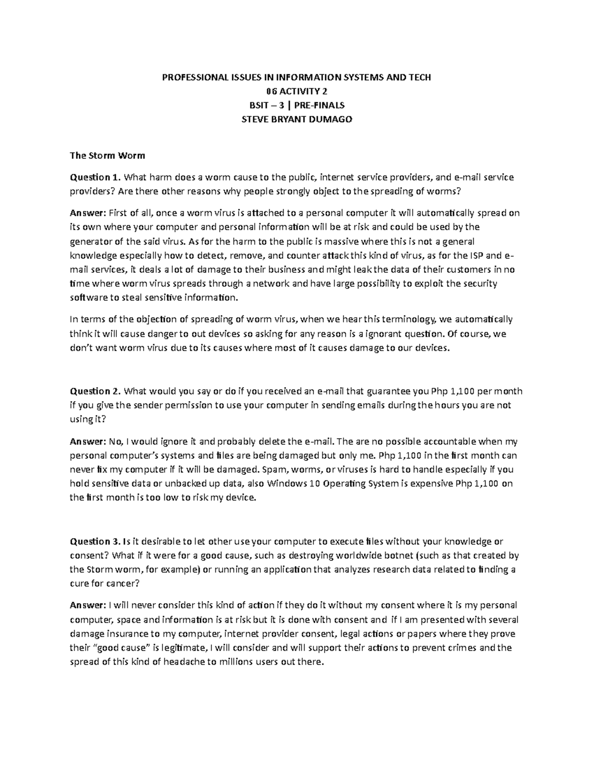 Professional Issues IN 06ACT1- Prefi - PROFESSIONAL ISSUES IN ...