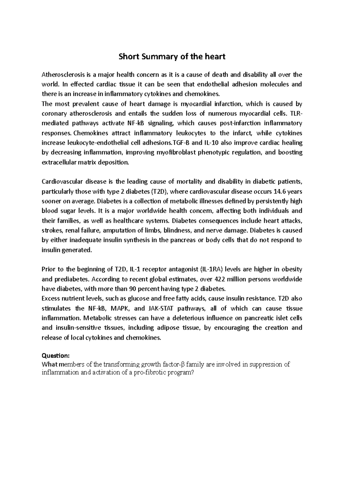 Short Summary of the heart Inflammatory diseases - Short Summary of the ...