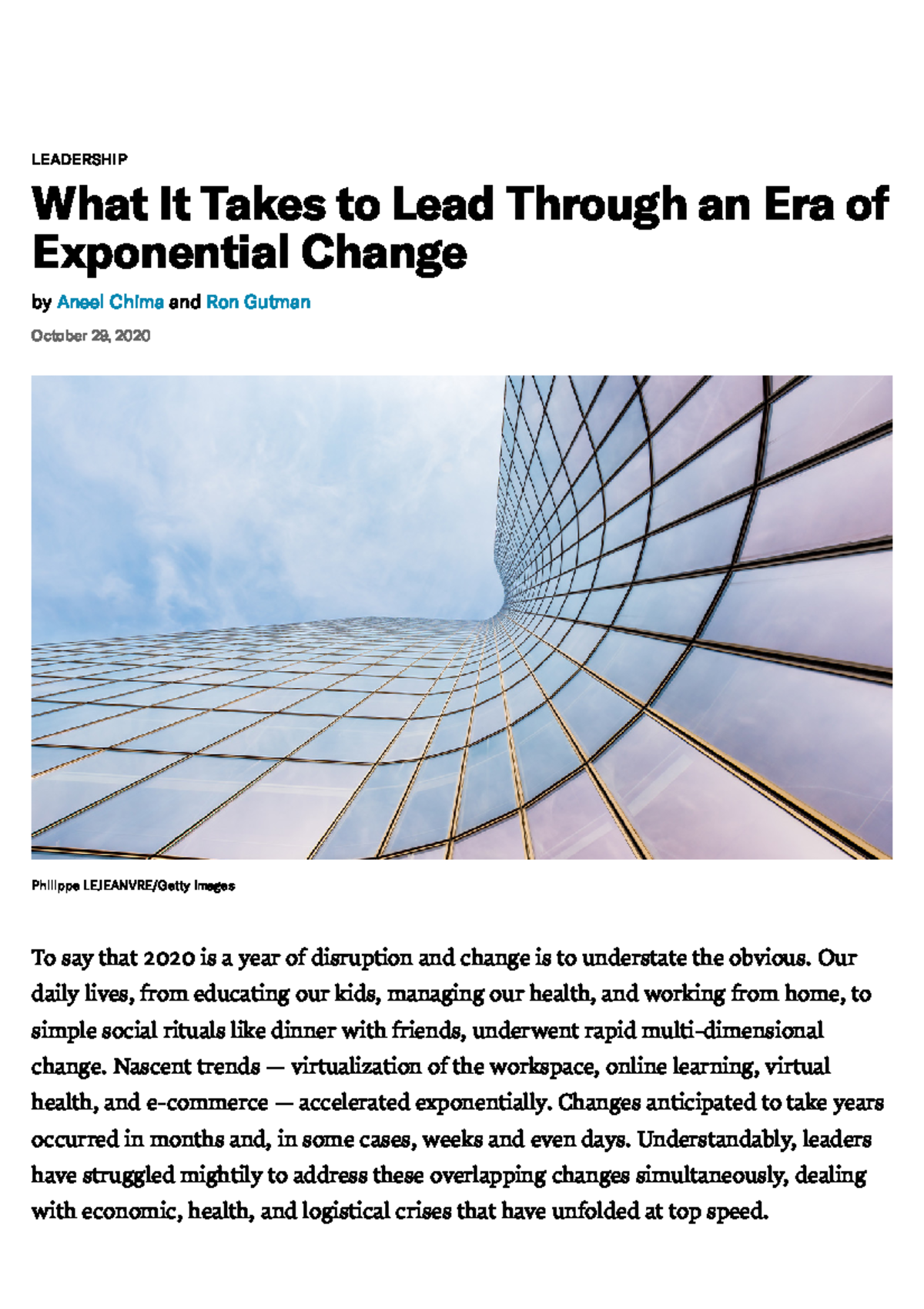 What It Takes to Lead Through an Era of Exponential Change - LEADERSHIP ...