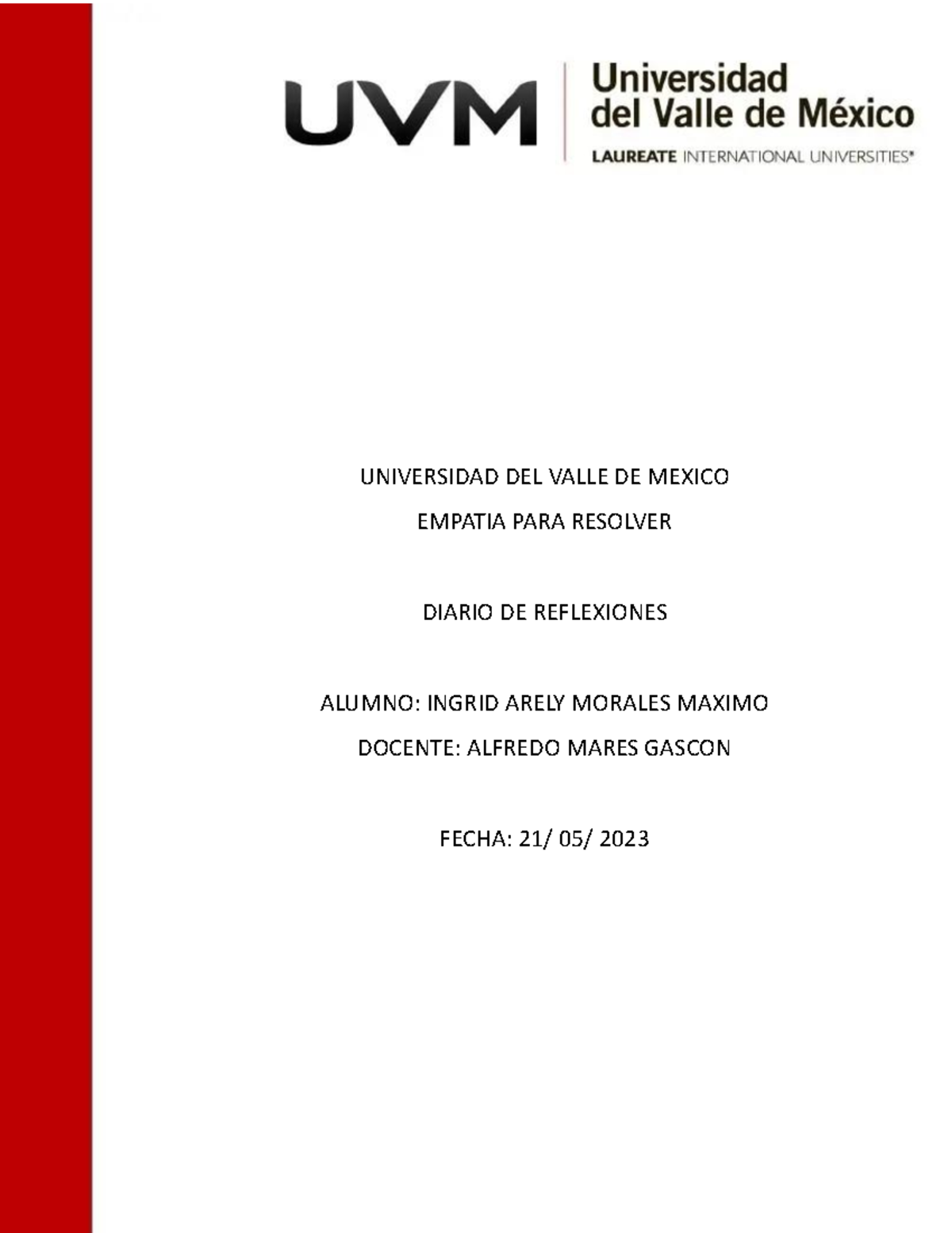 Diario de Reflexiones - ffffffffffffffffffff - UNIVERSIDAD DEL VALLE DE ...