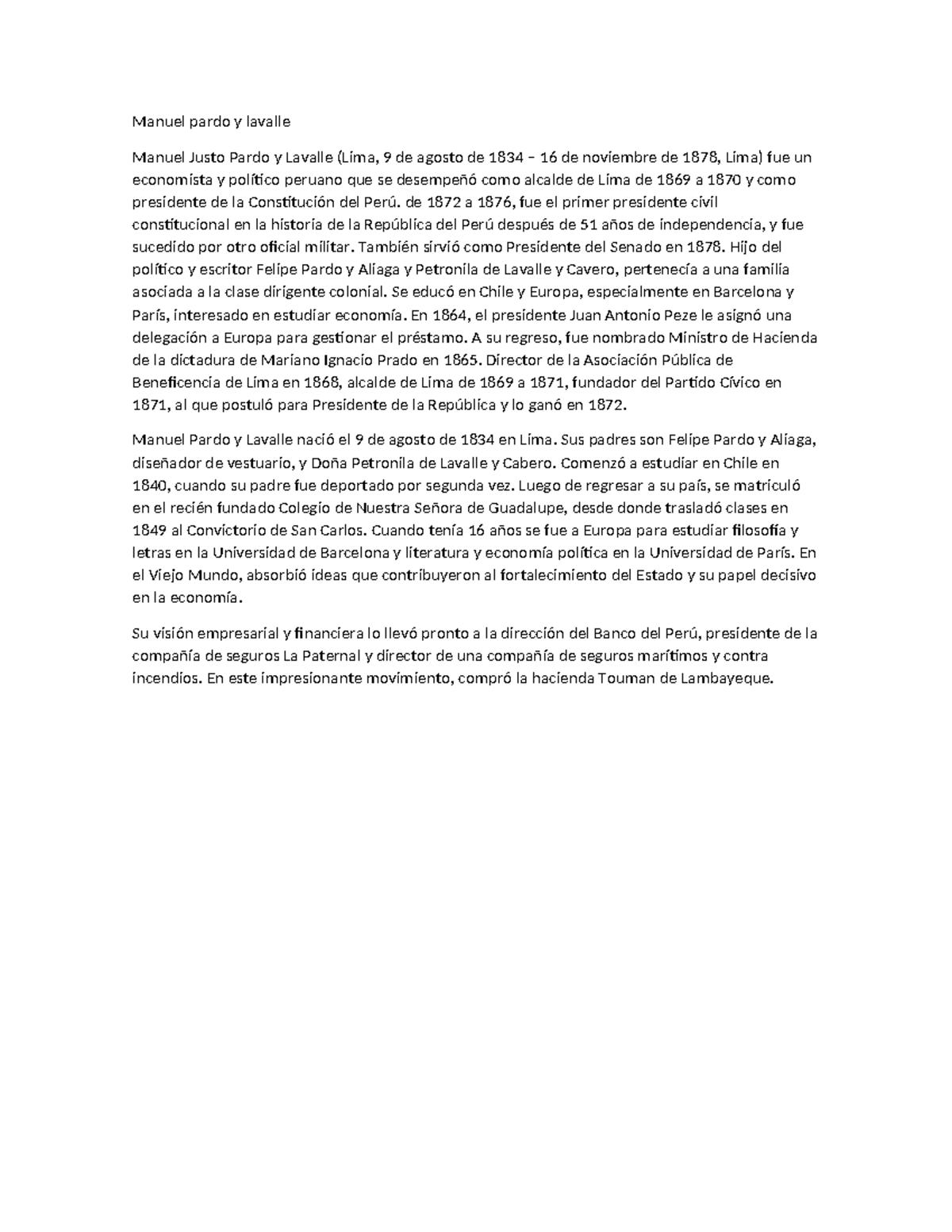 Manuel pardo y lavalle - ... - Manuel pardo y lavalle Manuel Justo ...