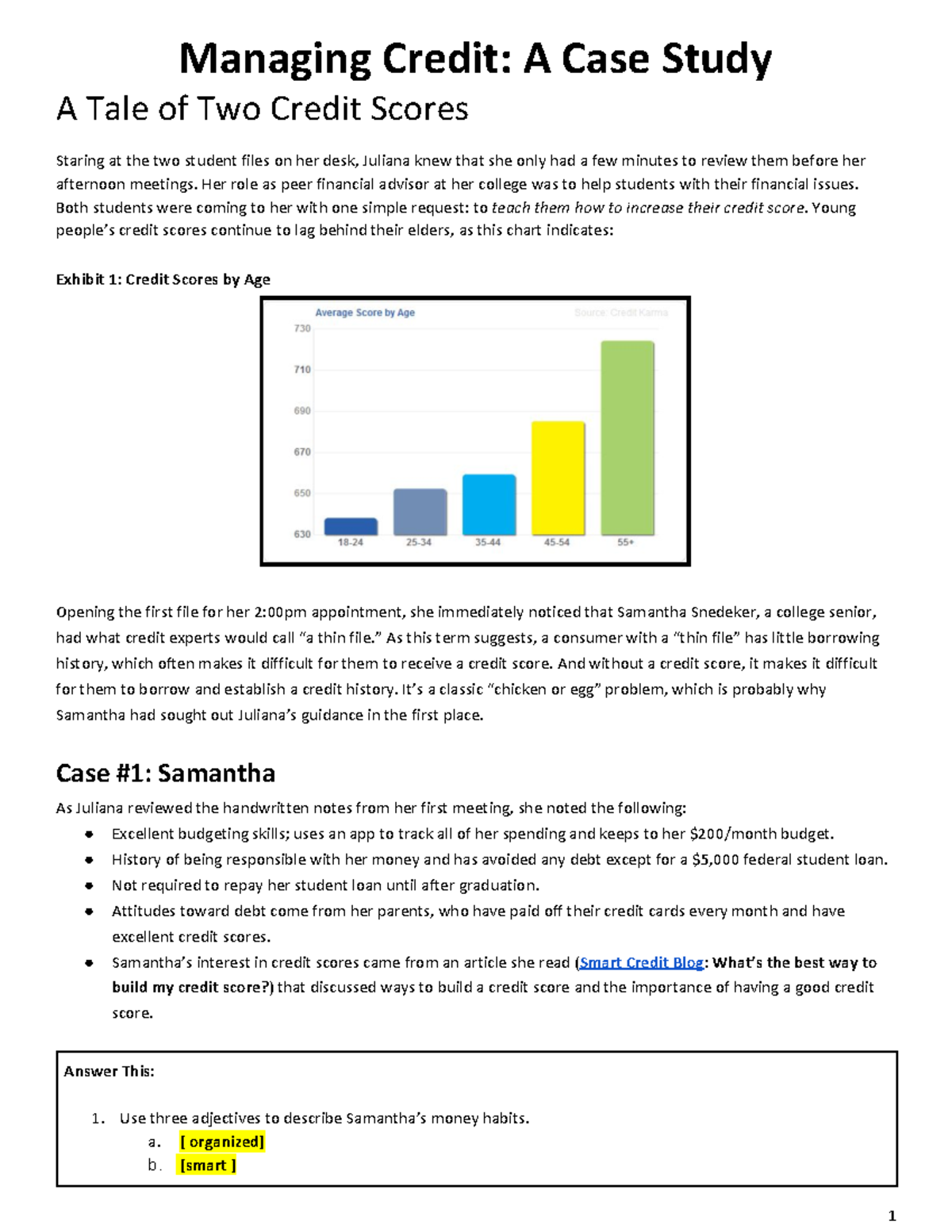 25991660 - dfxcghvbjnmk - Managing Credit: A Case Study A Tale of Two ...