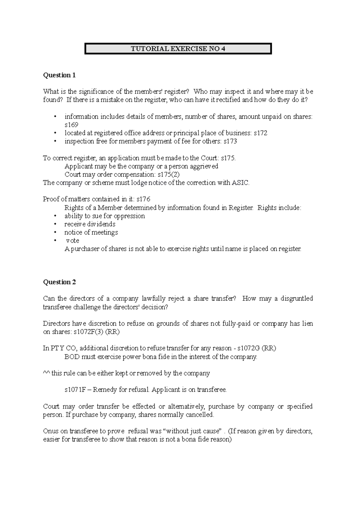 Tutorial Exercise NO 4 - TUTORIAL EXERCISE NO 4 Question 1 What is the significance of the ...