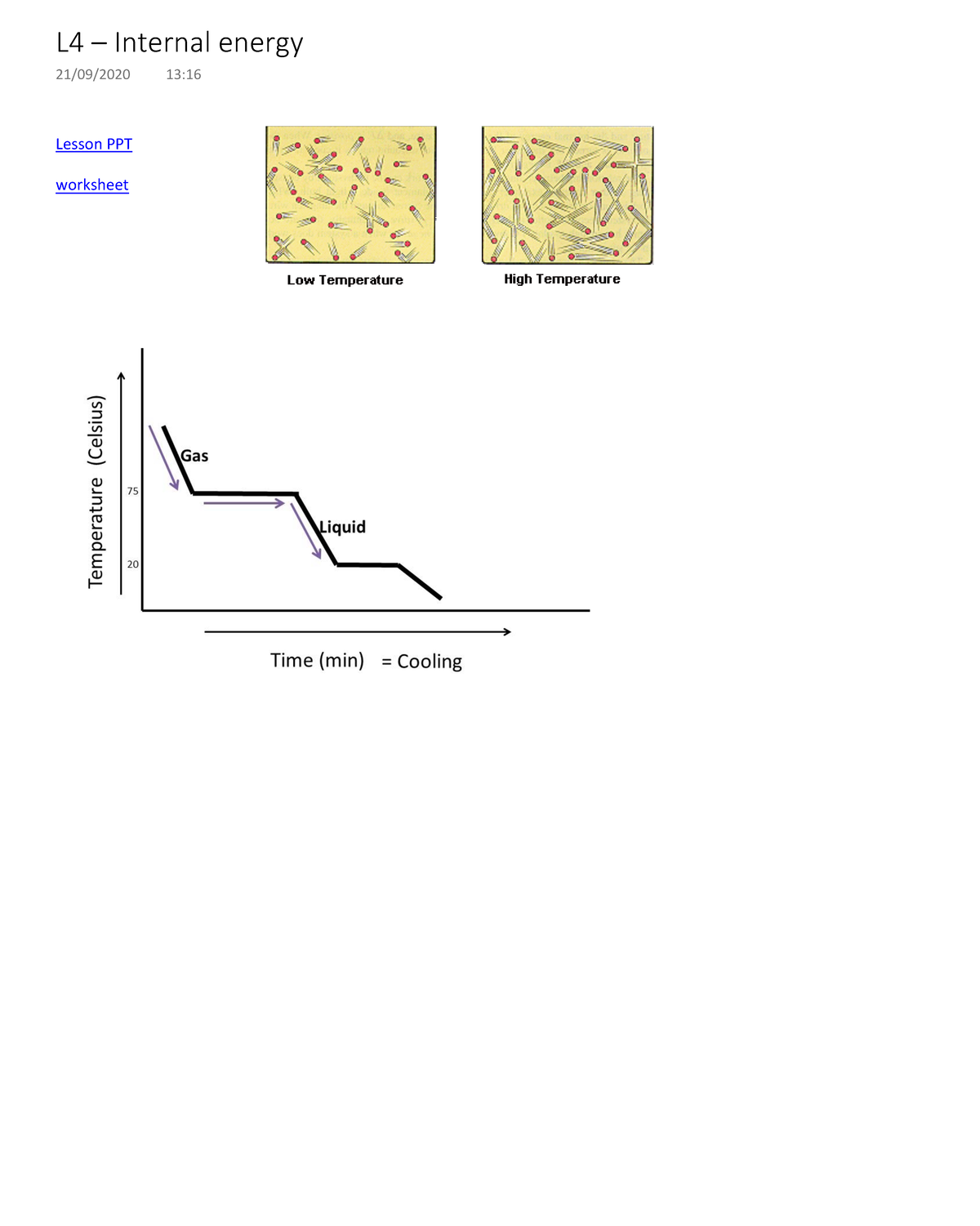 AQA GCSE Physics, internal energy stores, physics pdf file for year 10 ...