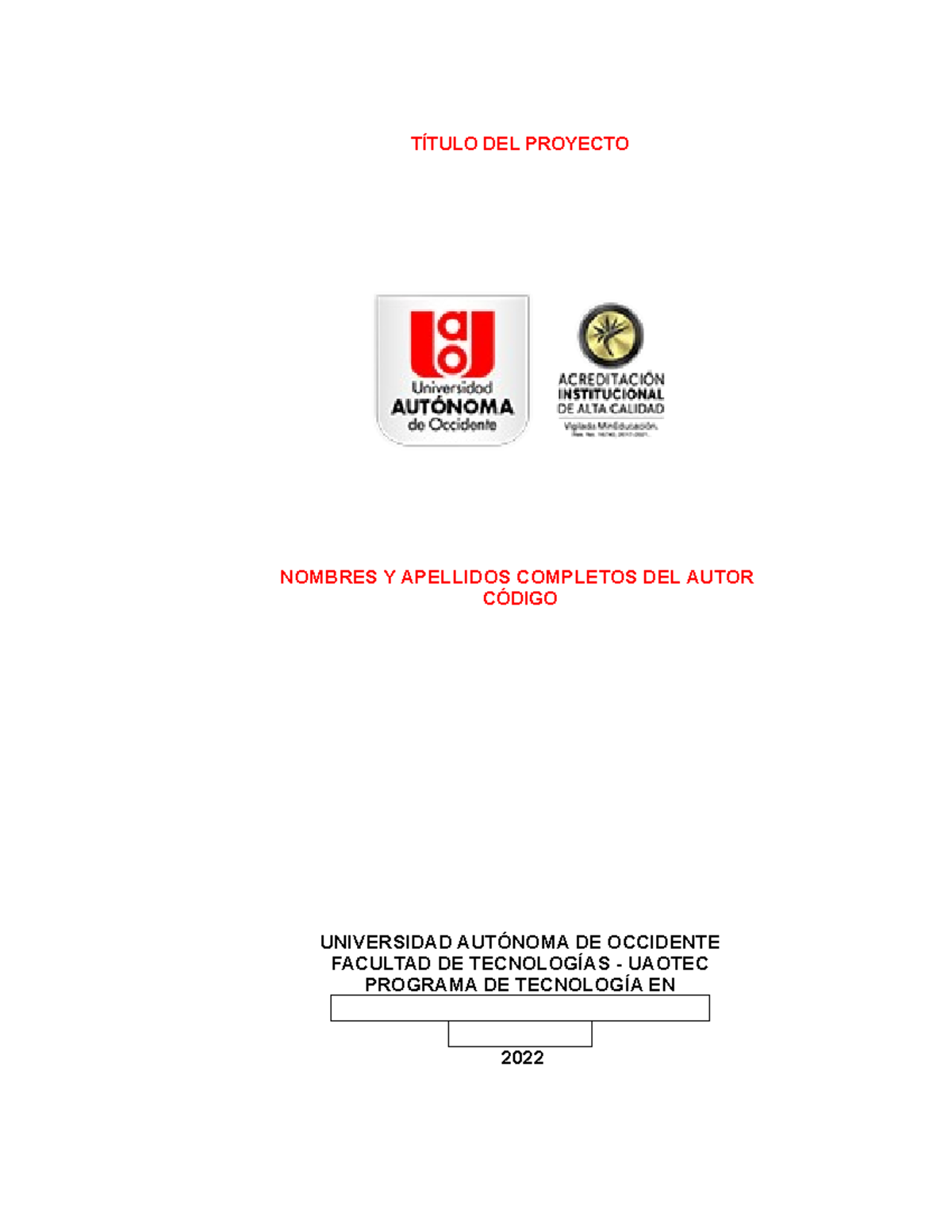 Luis eduardo campo Avance de proyecto - TÍTULO DEL PROYECTO NOMBRES Y ...