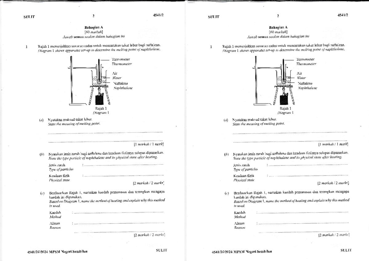 Trial NS 2024 Kimia K2 - SPM PRACTICE - SULIT Bahagian A 16A markahl ...