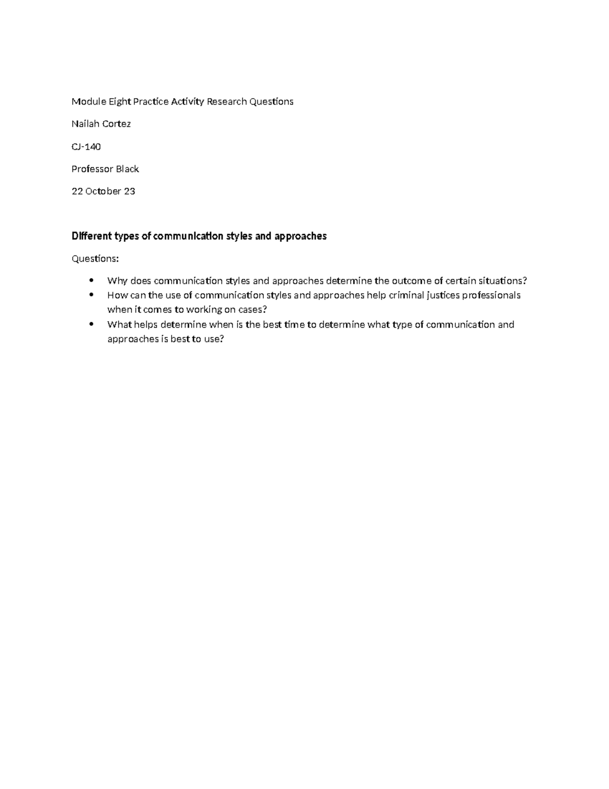 CJ-140 Module Eight Practice Activity - Module Eight Practice Activity ...