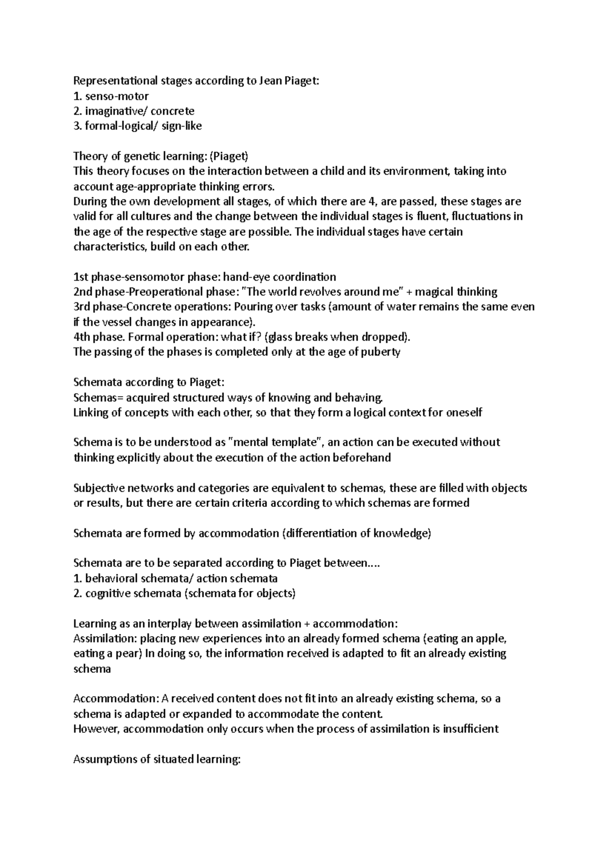 Representational stages according to Jean Piaget - Representational ...