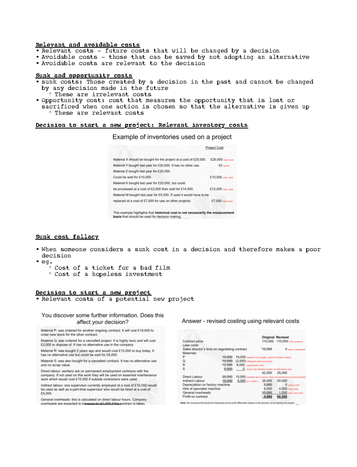 Relevant and avoidable costs - Relevant and avoidable costs Relevant ...