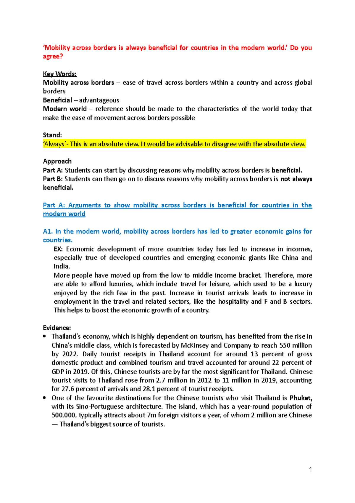 Q4 Mobility across borders is always beneficial - ‘Mobility across ...