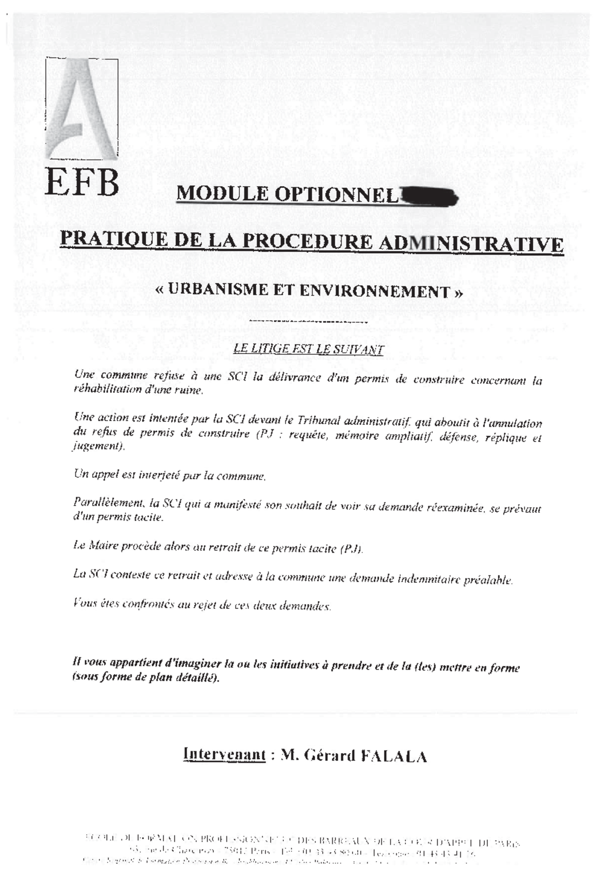 Cas pratique urbanisme - Urbanisme et santé (cours optionnel) - Studocu