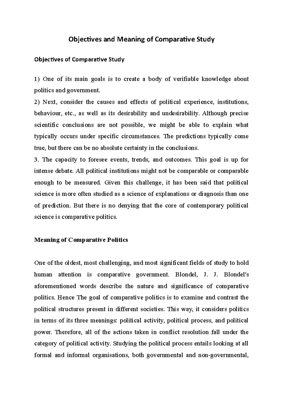 Objectives and Meaning of Comparative Study - Objectives and Meaning of ...