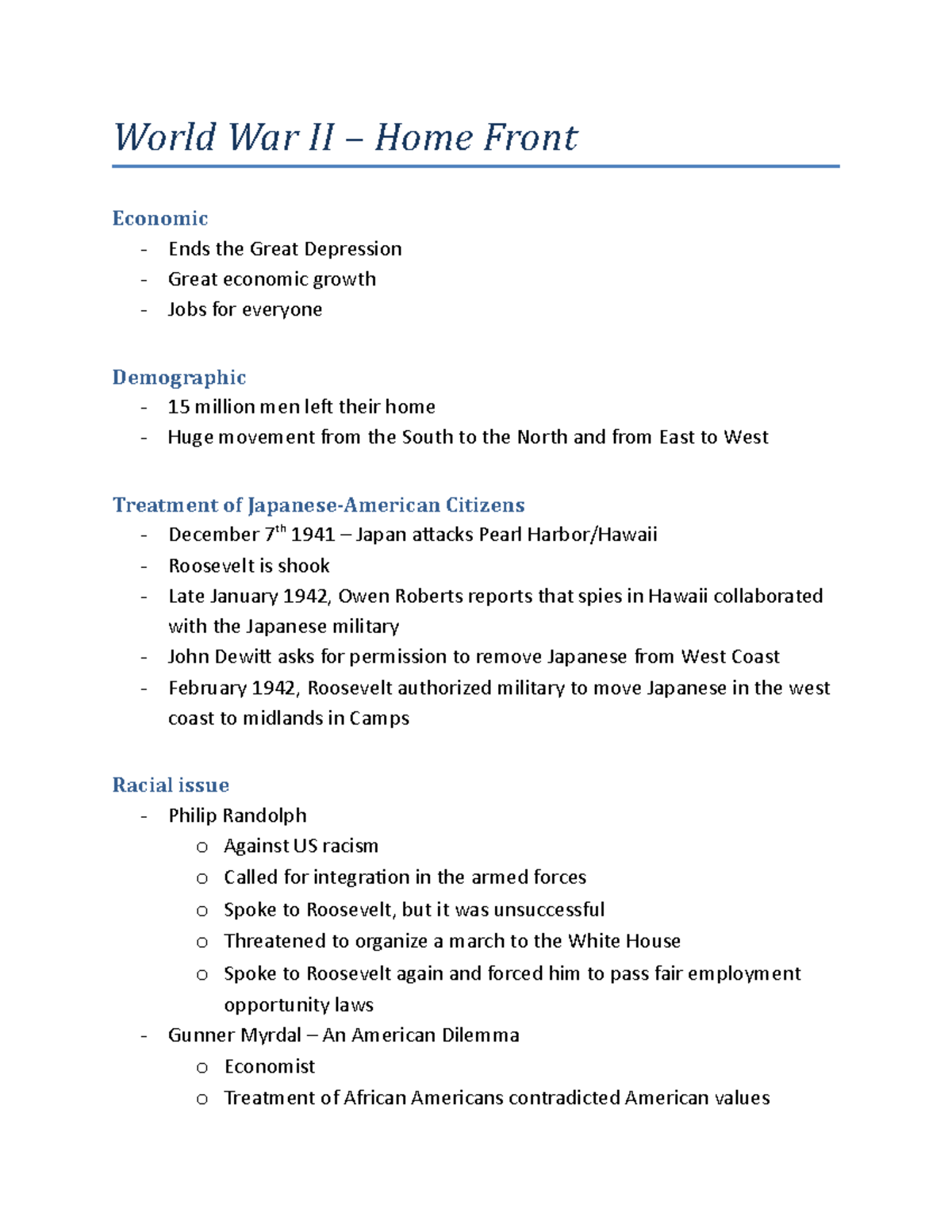 World War II – Home Front - Studocu