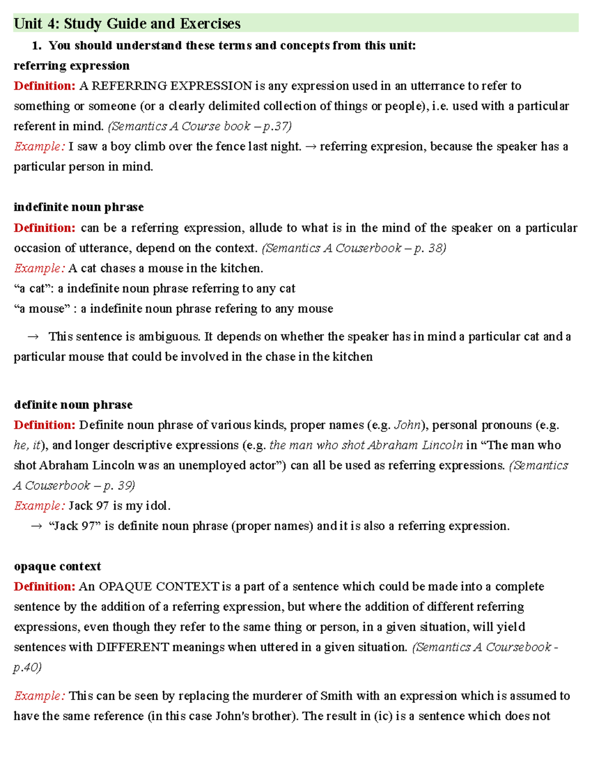 Unit 4 - Referring Expressions - Unit 4: Study Guide and Exercises You ...