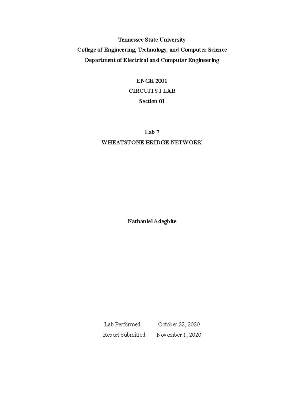 LAB 7 Report - Tennessee State University College of Engineering ...