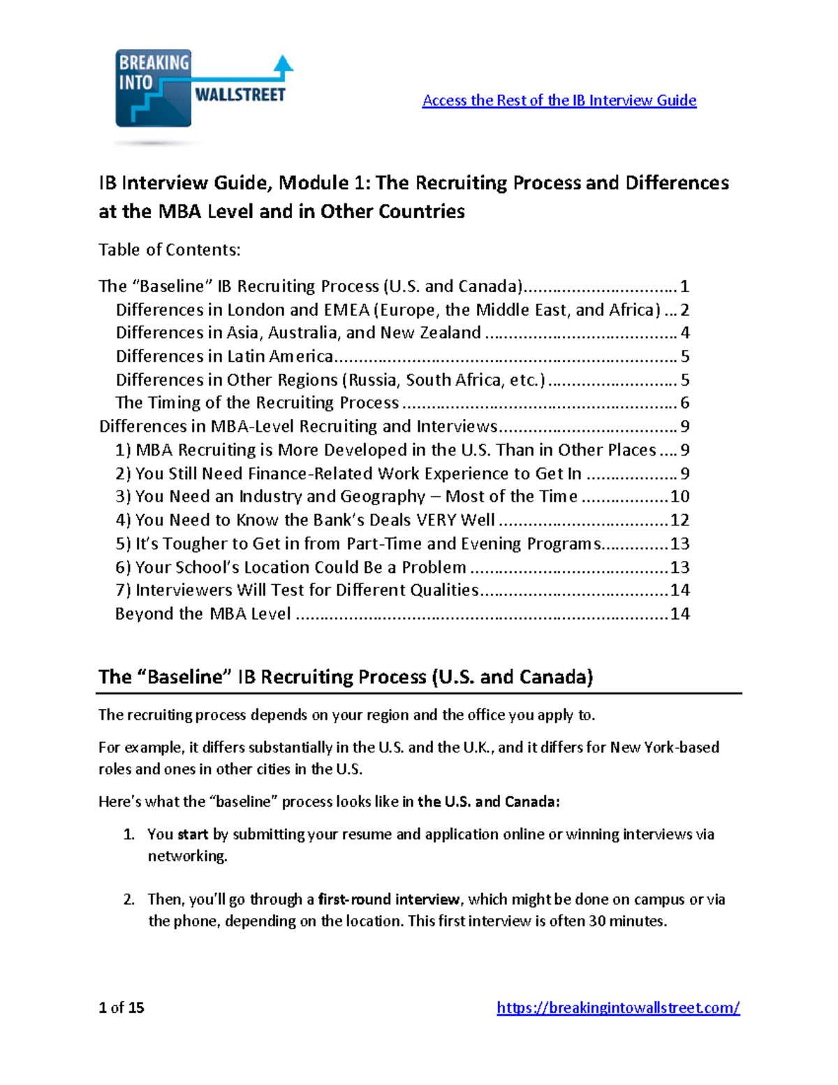 IBIG 01 03 Interview Process Differences - IB Interview Guide, Module 1 ...
