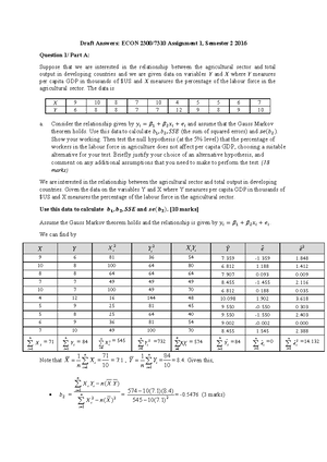 Tutorial 5 solution Introductory Econometrics ECON2300 - Lecture Notes ...