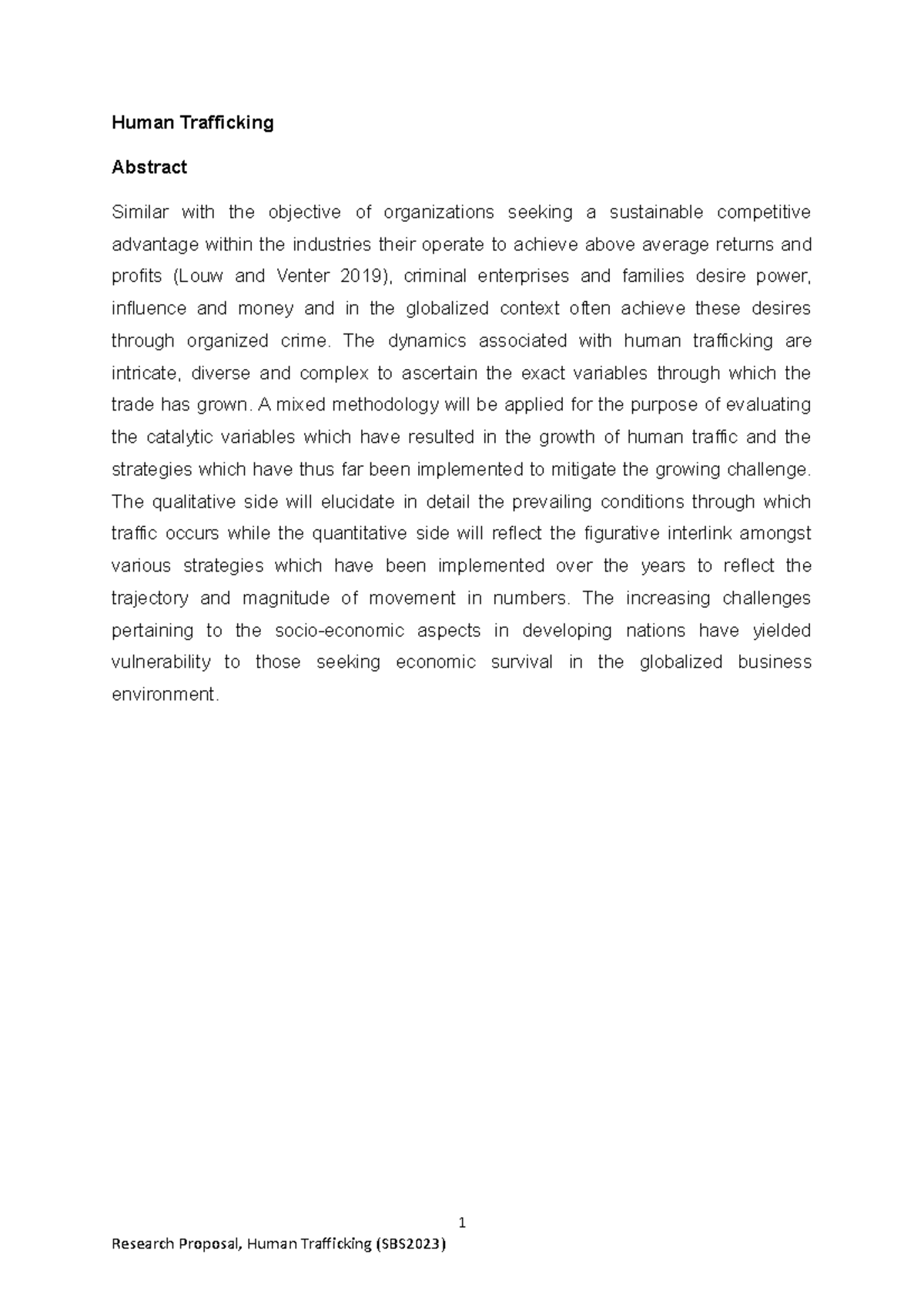 SBS (2023) Chapter 2 Human Trafficking - Human Trafficking Abstract ...