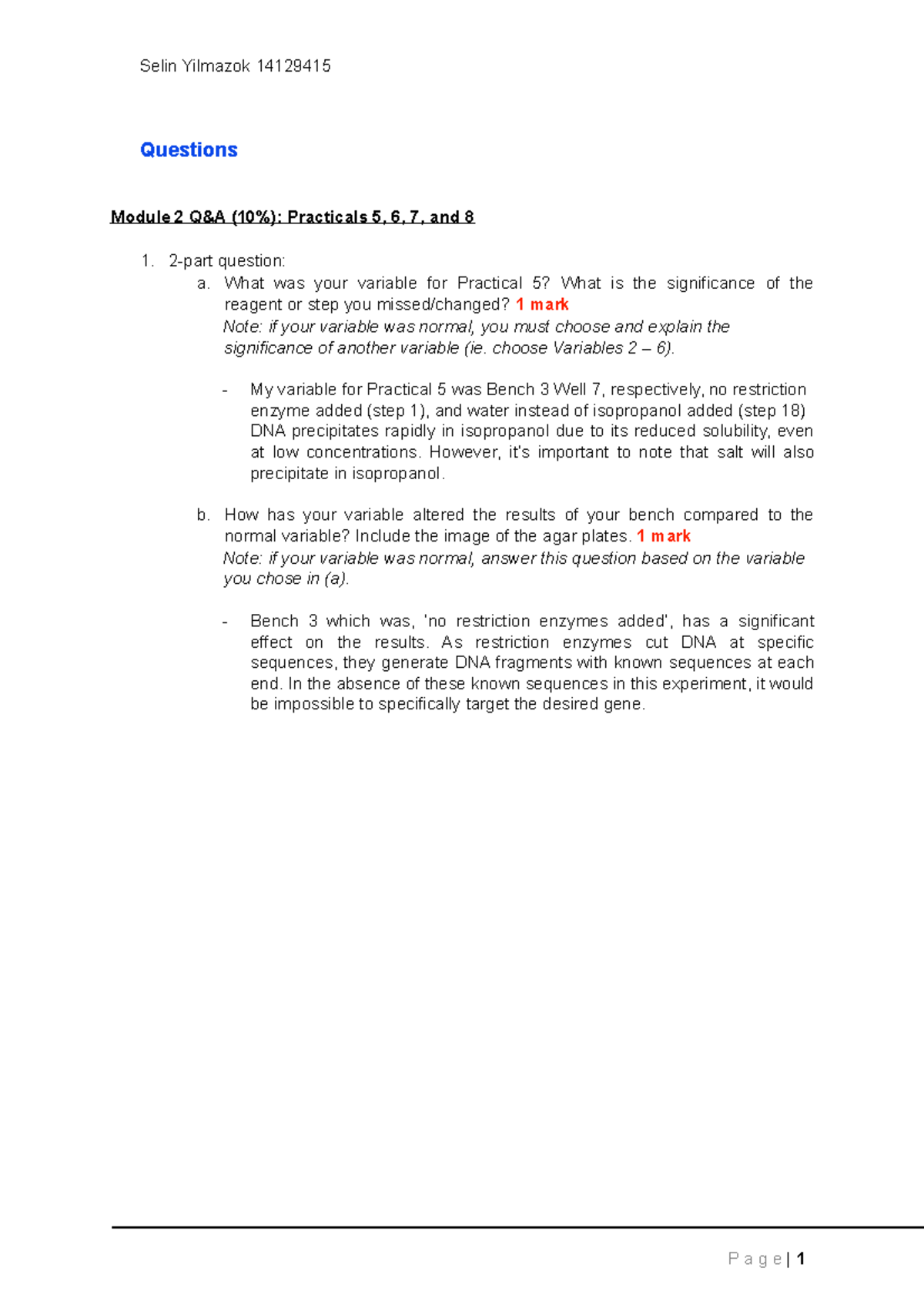 Module 2 Prac Questions - Questions Module 2 Q&A (10%): Practicals 5, 6 ...