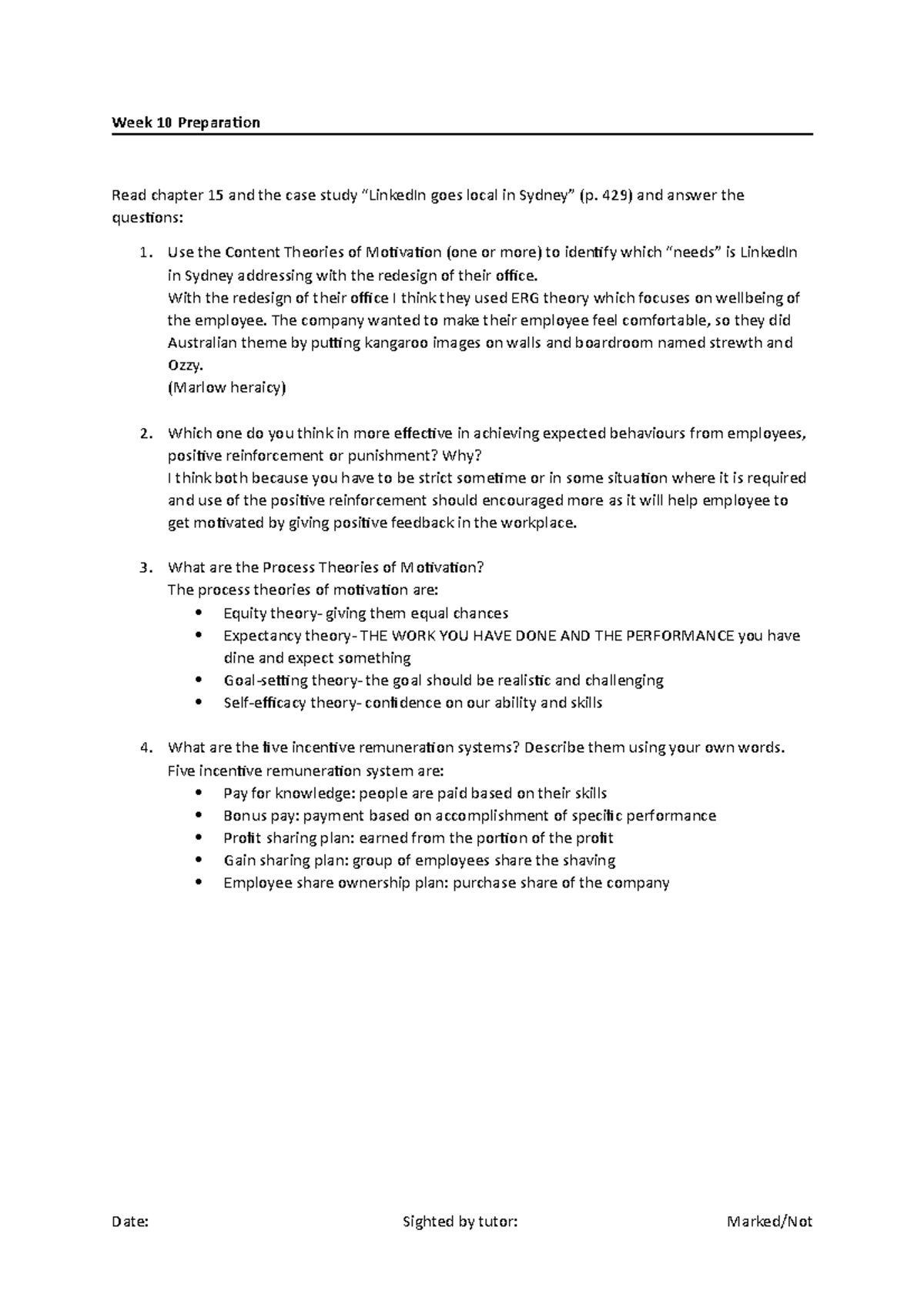 Week 10 Preparation - week 10 tutorial - Week 10 Preparation Read ...