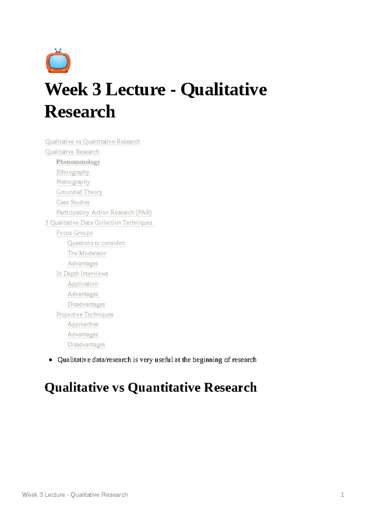 Week 3 Lecture - Qualitative Research - 📺 Week 3 Lecture - Qualitative ...