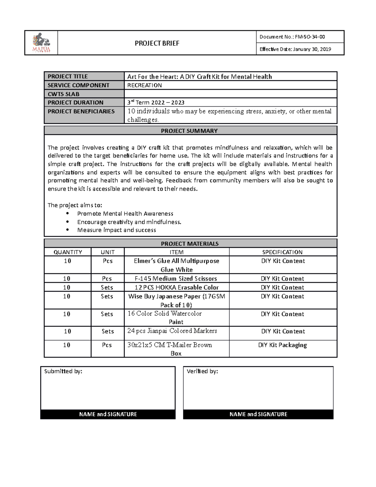 Project Brief - PROJECT BRIEF Document No.: FM-SO-34- Effective Date ...