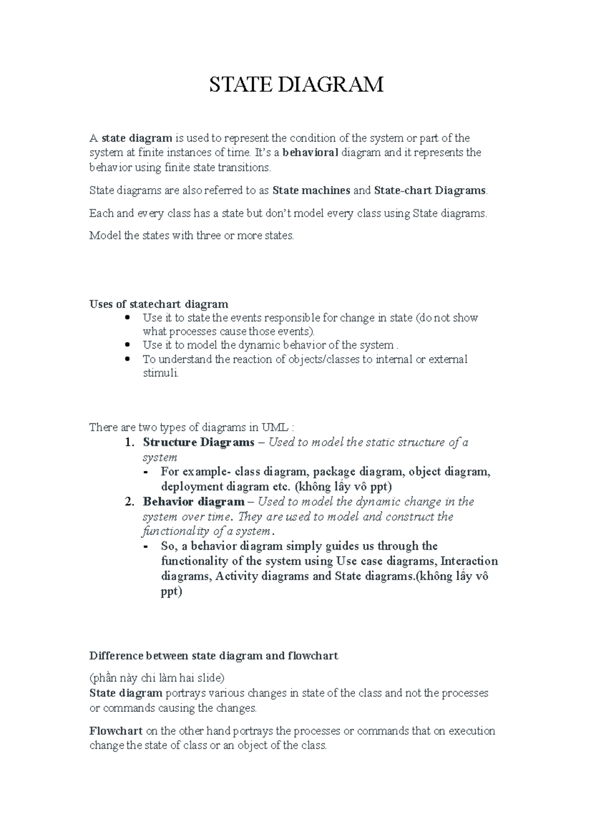 State- Diagram - STATE DIAGRAM A state diagram is used to represent the ...