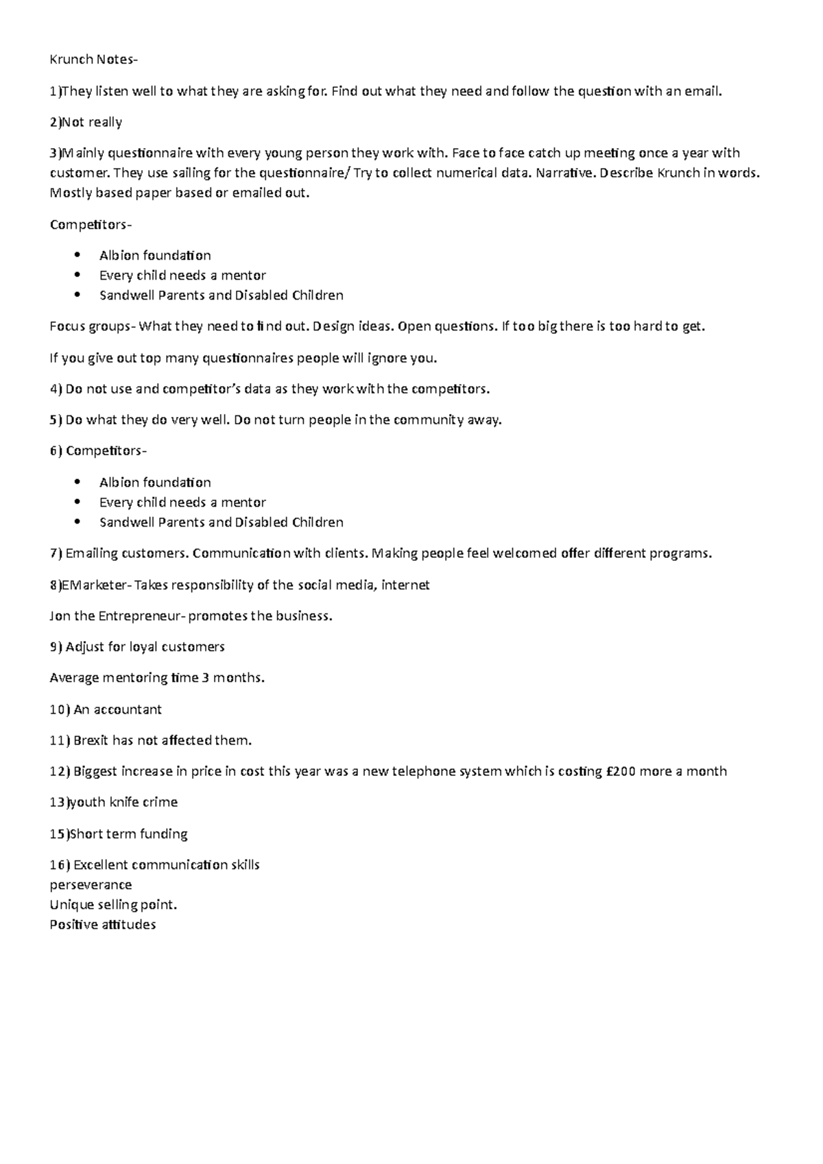 Krunch Notes - MNMNJ NJM N - Krunch Notes- 1)They listen well to what ...