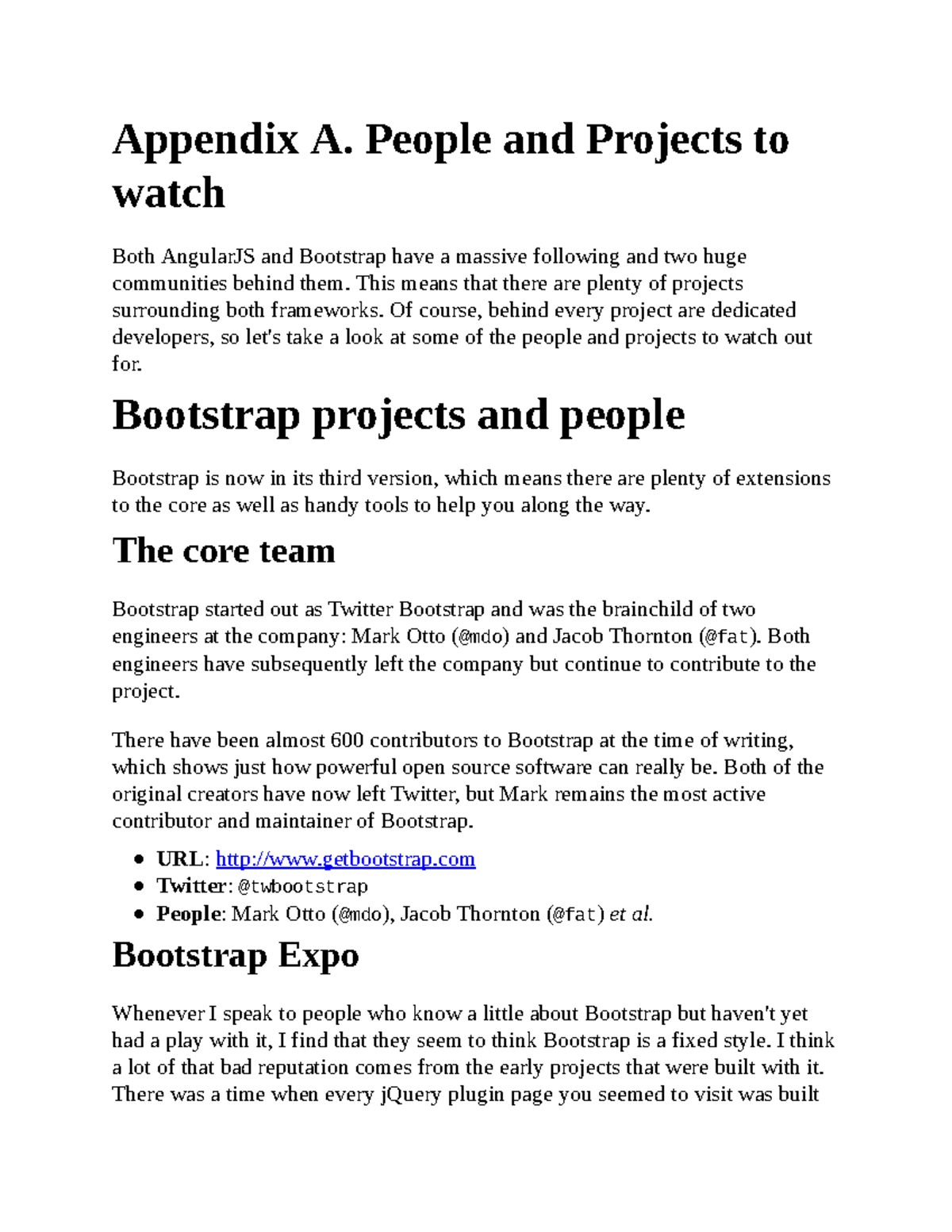 Learning Web Development With Bootstrap And Angular Appendix A People And Projects To Watch 