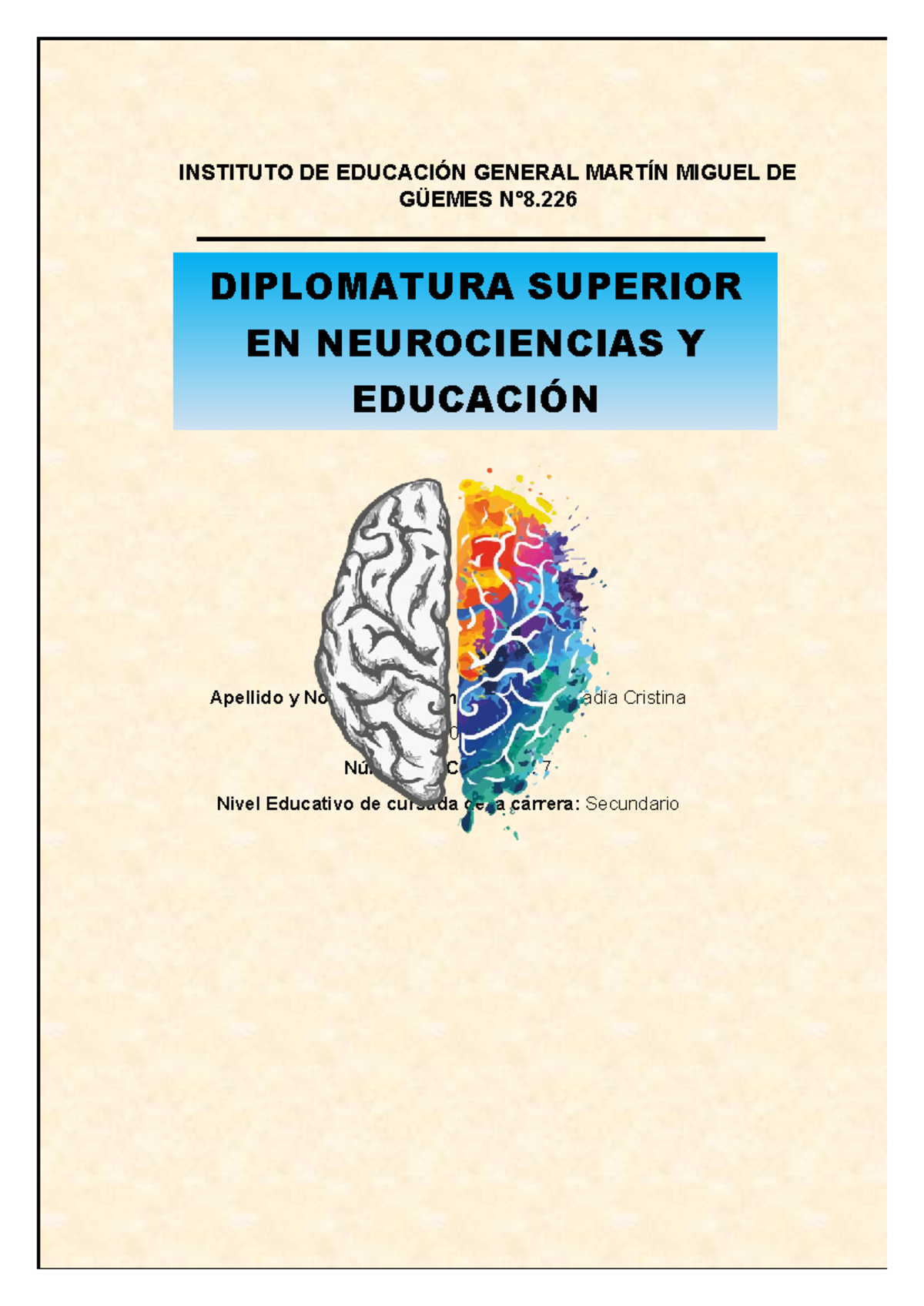 TRABAJO INTEGRADOR DEL LA UNIDAD CURRICULAR N° II - INSTITUTO DE EDUCACIÓN GENERAL MARTÍN MIGUEL ...