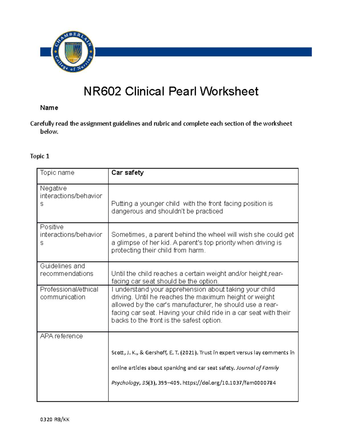 NR602 W2 Clinical Pearl Worksheet - NR602 Clinical Pearl Worksheet Name ...