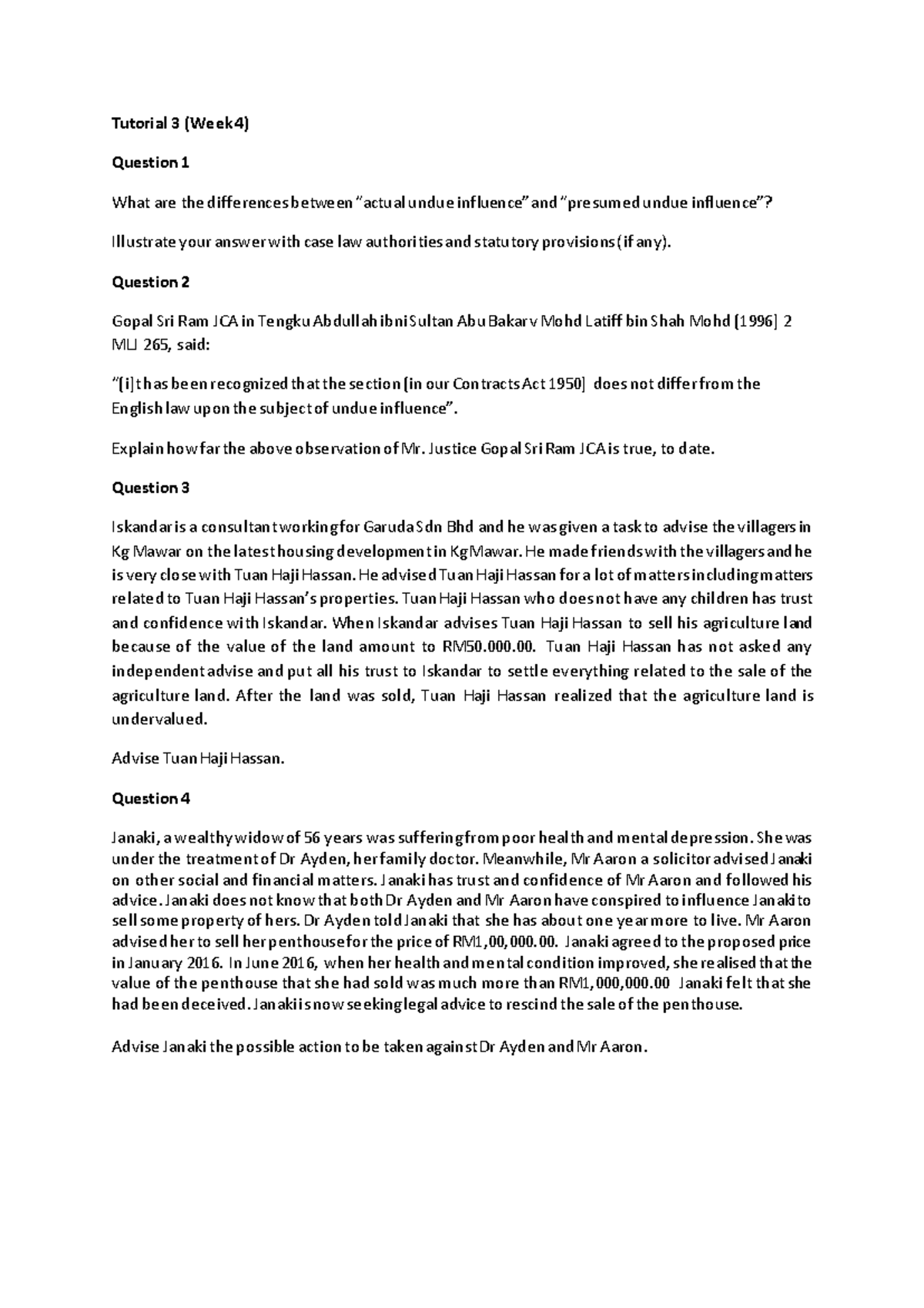 Tutorial 3 Week 4 - Tutorial 3 (Week 4) Question 1 What are the differences between “actual ...