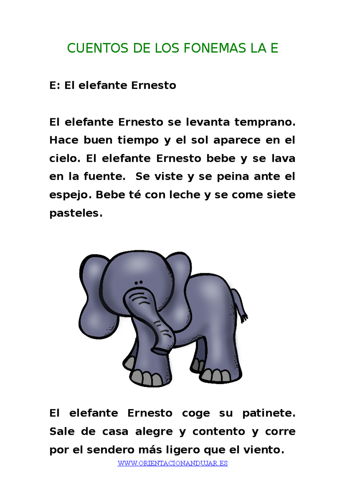 EL Cuento DEL Fonema E El elefante Ernesto - CUENTOS DE LOS FONEMAS LA ...