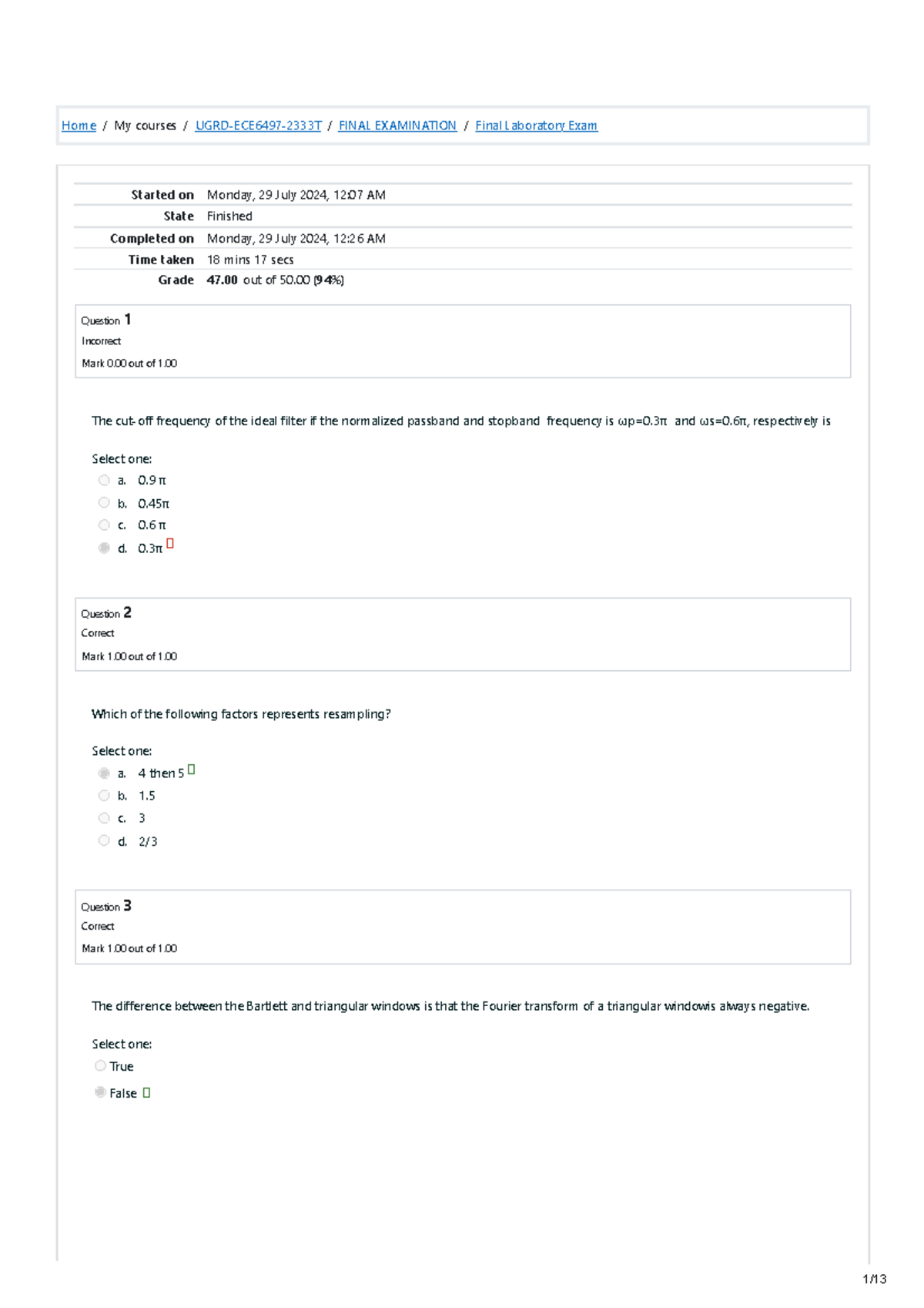 Final Laboratory Exam Attempt review - Home / My courses / UGRD-ECE6497-2333T / FINAL ...