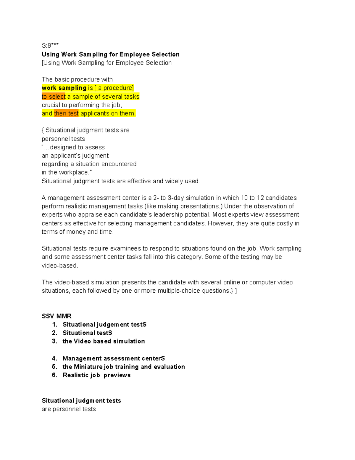 HRM, c-6, Using Work Sampling for Employee Selection - S:9*** Using ...