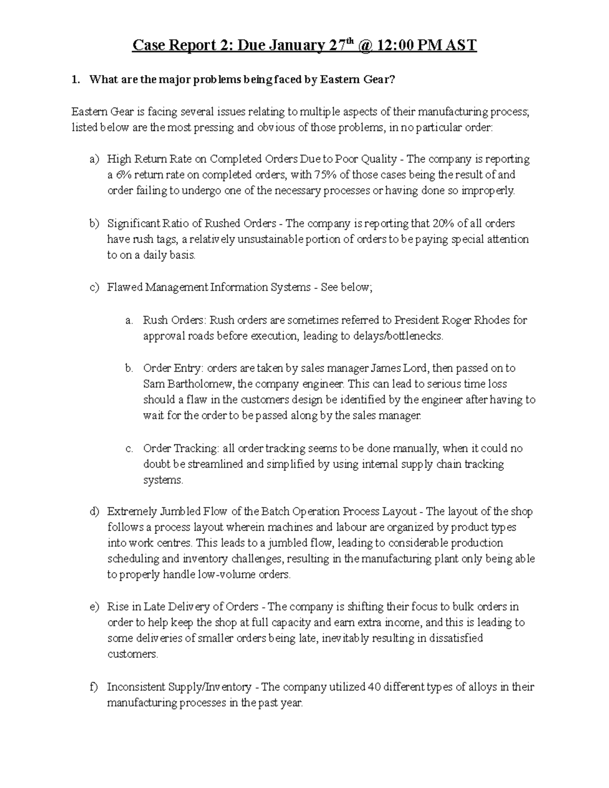 Case 2 Final Submission 1 - Case Report 2: Due January 27 th @ 12:00 PM ...