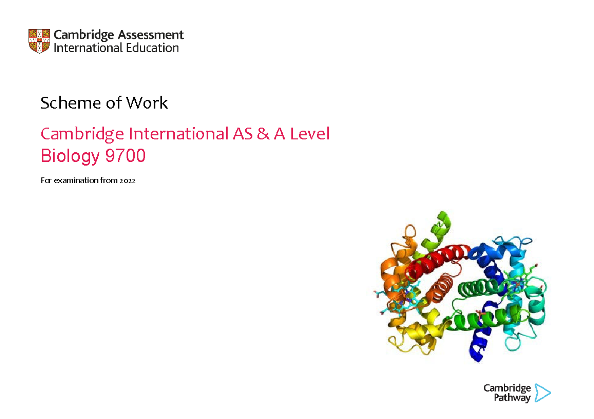 9700 Scheme Of Work for Examination From 2022 Cambridge