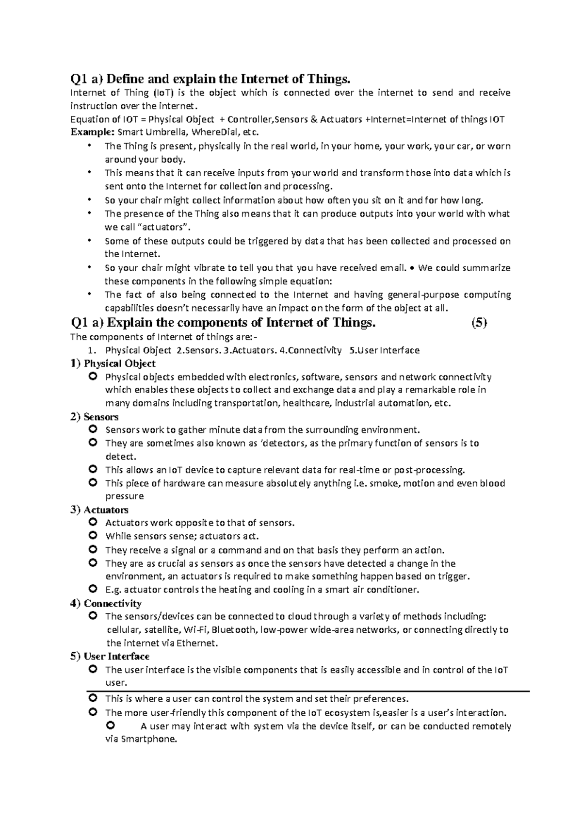Iot - Internet of things question with answers - Q1 a) Define and ...