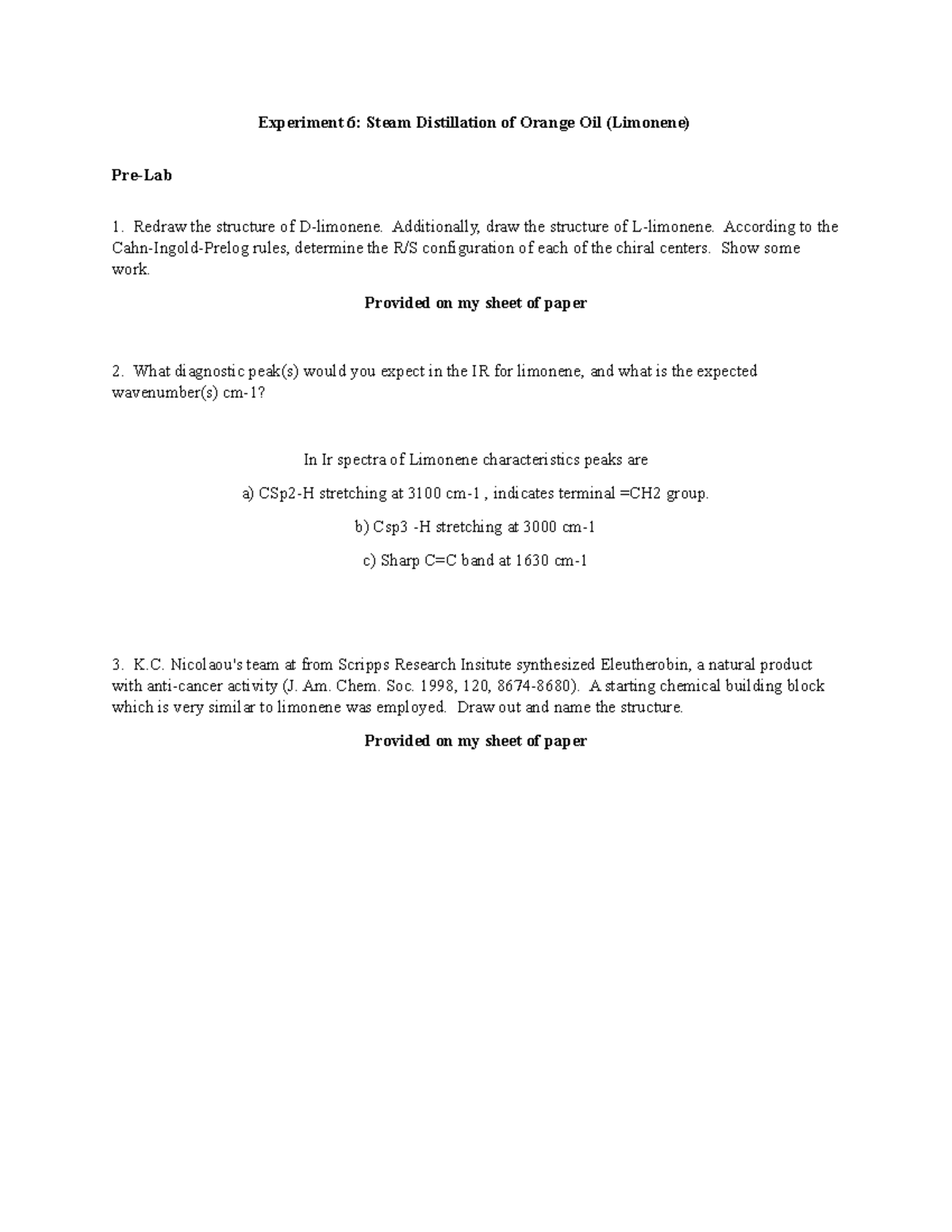 Exp 6 - Lab work with pre and post lab - Experiment 6: Steam ...