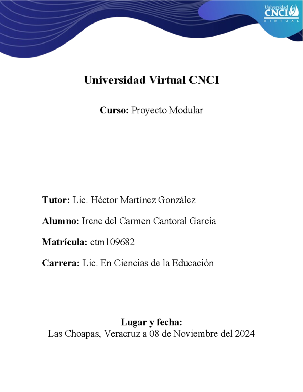 Proyecto Modular - Infografia - Universidad Virtual CNCI Curso: Proyecto Modular Tutor: Lic ...