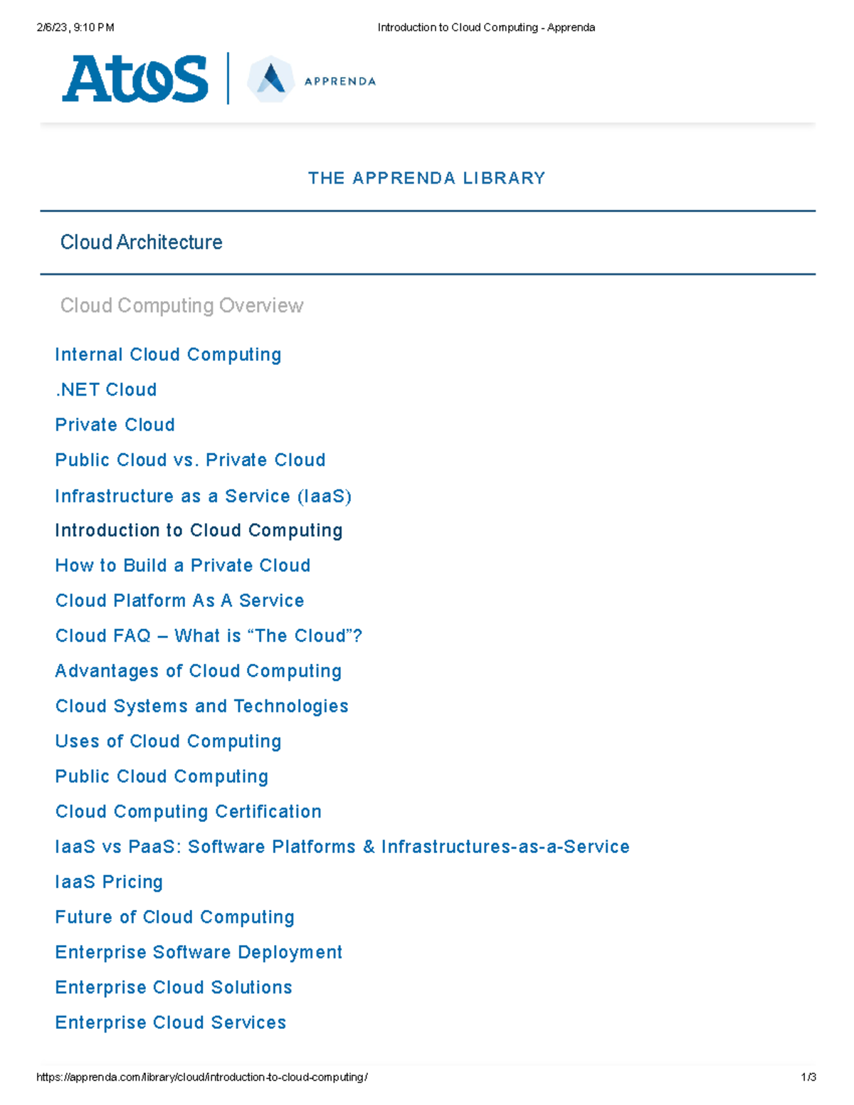 Introduction to Cloud Computing - Apprenda - 2/6/23, 9:10 PM ...