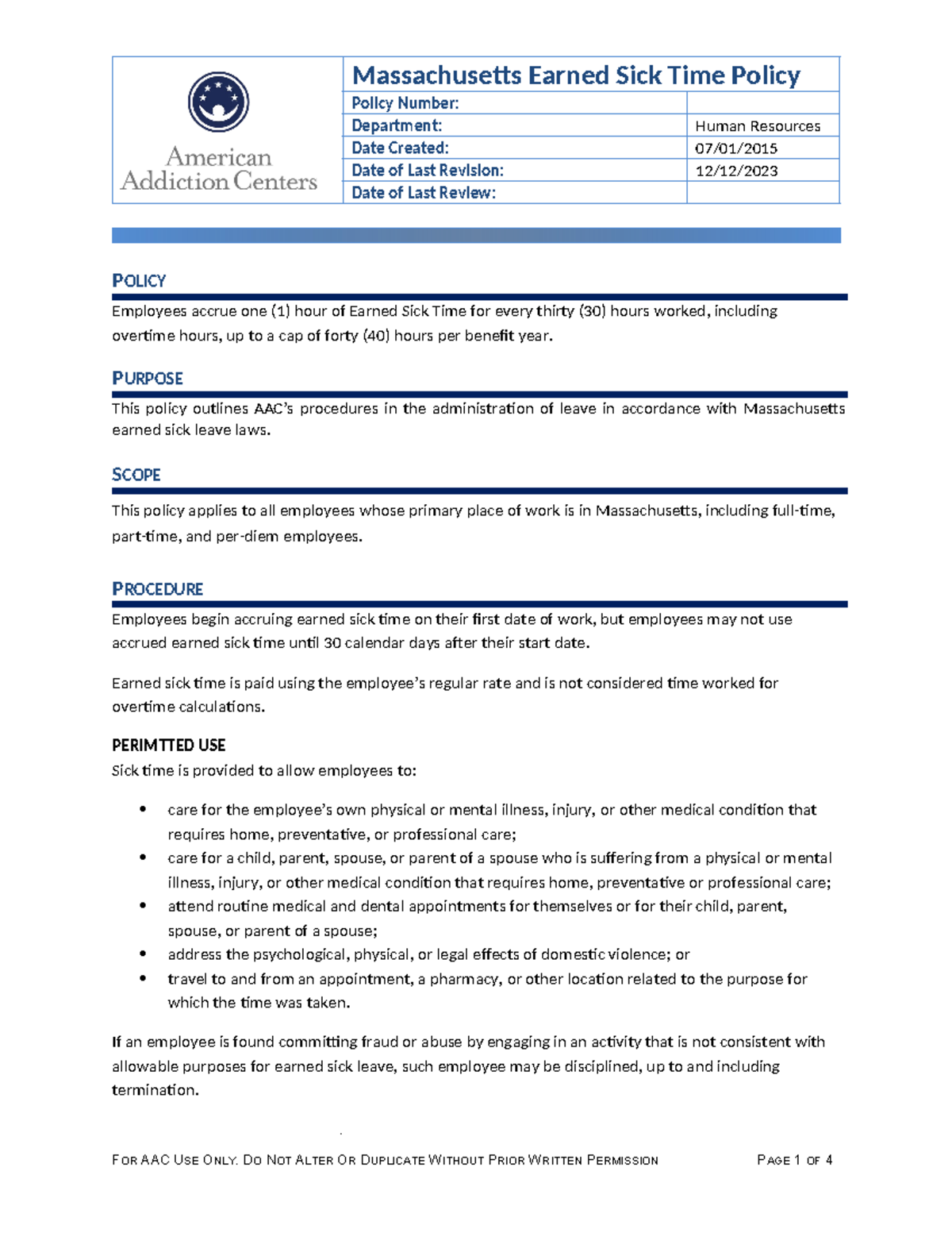 Massachusetts Sick Time Policy - Massachusetts Earned Sick Time Policy ...