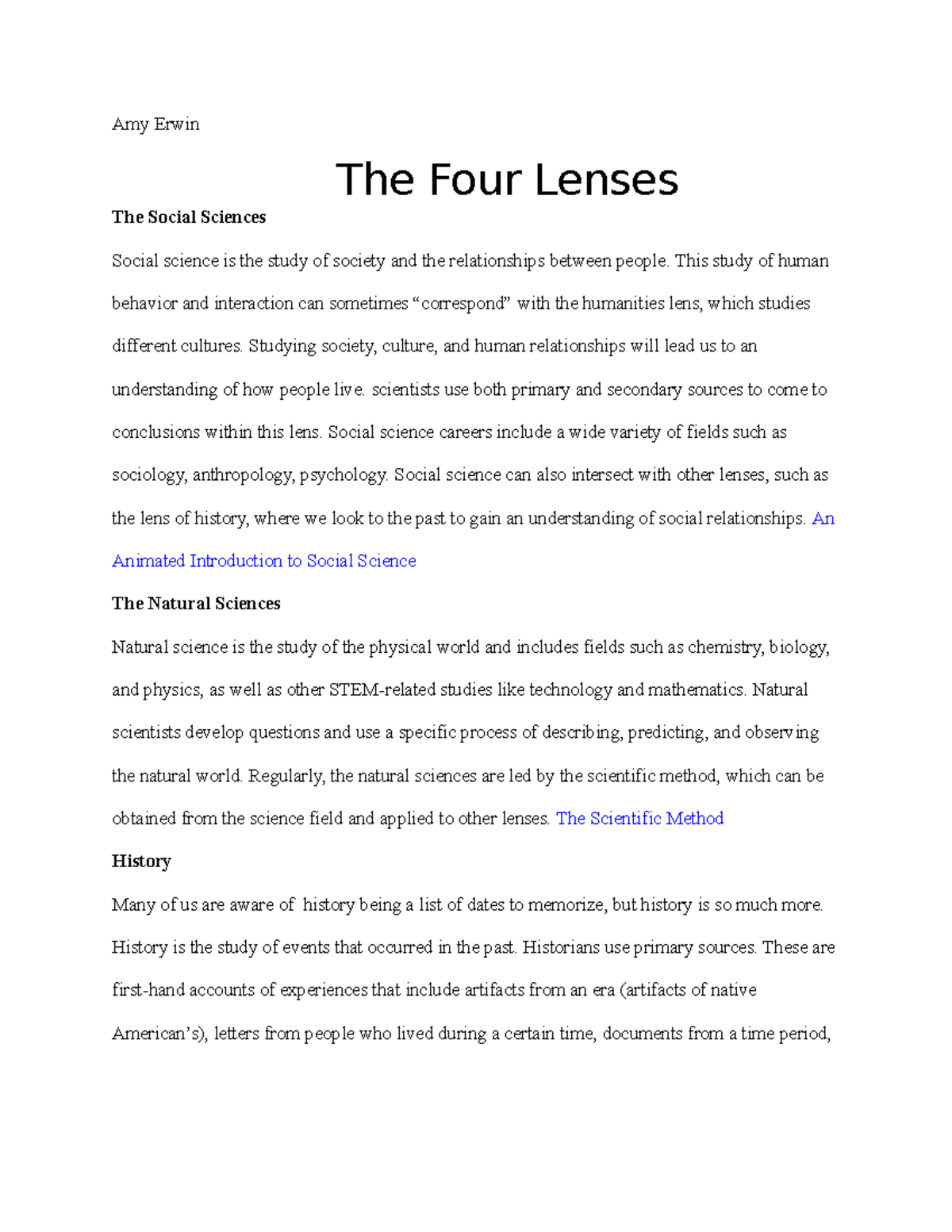 Wk 3 assignment lenses project - Amy Erwin The Four Lenses The Social ...