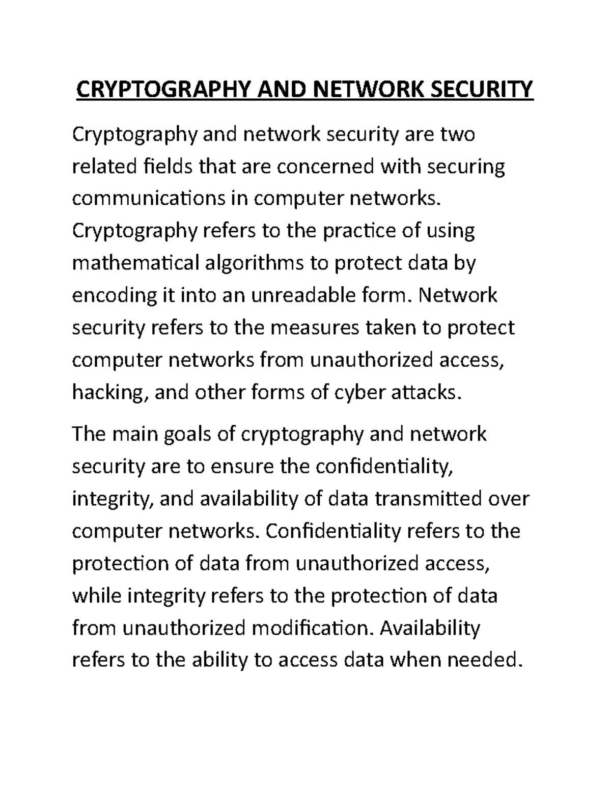 Cryptography AND Network Security - CRYPTOGRAPHY AND NETWORK SECURITY Cryptography and network ...