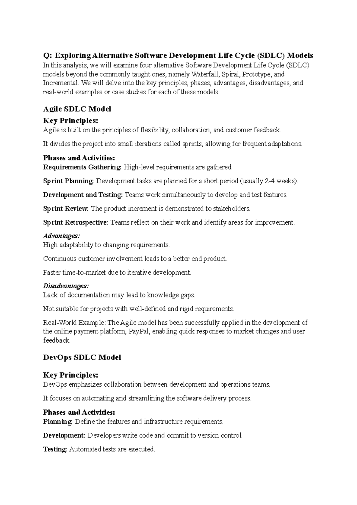 Exploring Alternative Software Development Life Cycle - We will delve ...